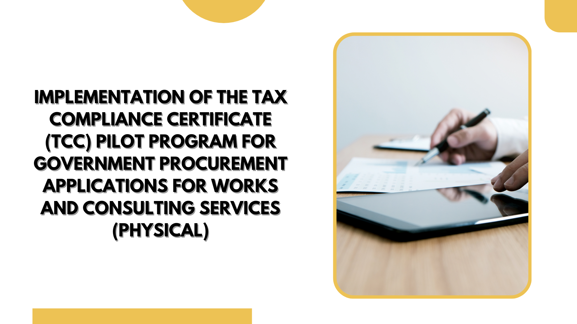 Implementation Of The Tax Compliance Certificate (Tcc) Pilot Program ...